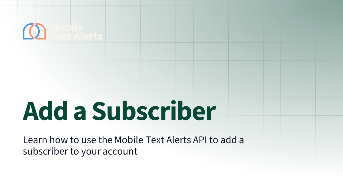 Add a Subscriber | Developer Center